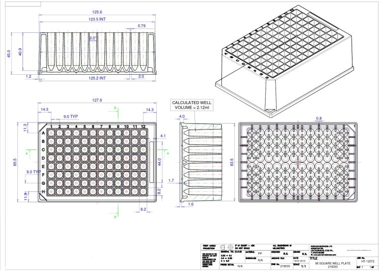 96 Well Square 2 ml PP Deep Well Plate (Toughened) - Porvair Sciences