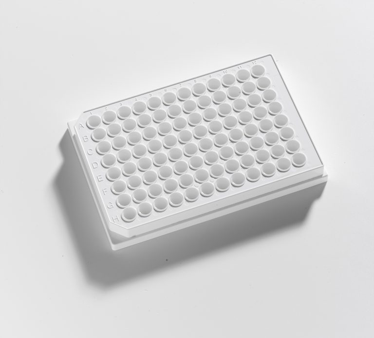 96 Well 350 µl White, Clear "No cross-talk" Bottom TC Treated With Lid ...